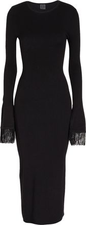 8 by YOOX VISCOSE BLEND FRINGED KNIT MIDI DRESS