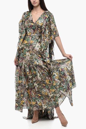 La DoubleJ Silk and Lurex Kaftan with Floral Motif La Double J