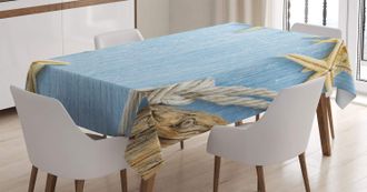 Abakuhaus Jahrgang Tischdecke, Maritime Strandmuschel, Für den Inn und Outdoor Bereich geeignet Waschbar Druck Klar Kein Verblassen, 140 x 240 cm, Babyblau Elfe