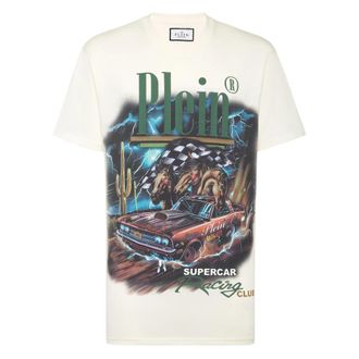 Philipp Plein T-shirt Rundhals SS Racing Club - - Tops - Damen - Wei&szlig; - L