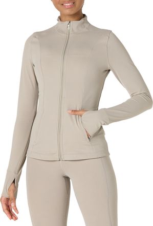 Amazon Essentials Damen Active FormFlex Buttery Soft Jacke mit durchgehendem Reißverschluss, schlanke Passform, Taupe, XXL