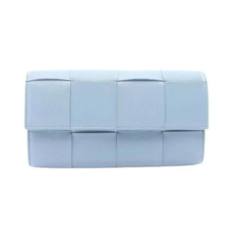 Bottega Veneta Portefeuille long en cuir Cassette Pre-owned - Femme - Pre-owned - Bleu - Taille: ONE Size