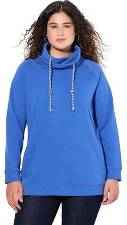 Ulla Popken Sweatshirt, Weiter Stehkragen, Taschen, Raglan-Langarm, Bleu Paon, 48-50 Femme