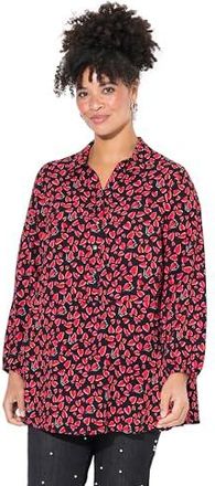 Miamoda Femme Grandes Tailles Blouse Motif coeurs, Coupe &eacute;vas&eacute;e Rouge Fluo 46 838783520-44