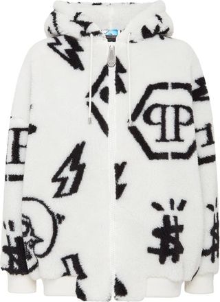 Philipp Plein Femme, Vestes, Blanc, Taille: 36 FR Bomber Monogram