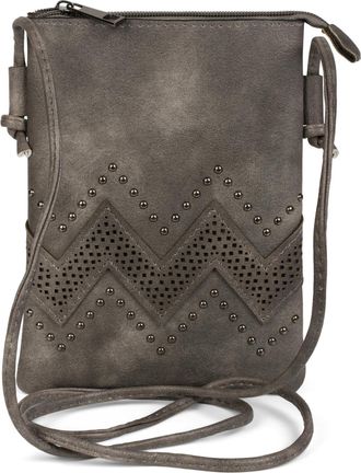 styleBREAKER Umh&auml;ngetasche Mini Umh&auml;ngetasche ZickZack Cutout Nieten