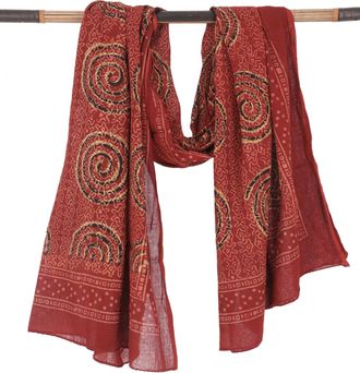 Guru Shop Leichter Pareo, Sarong, Handbedrucktes Baumwolltuch - rot Kombination 23, Herren/Damen, Baumwolle, 180x110 cm
