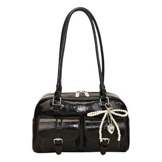 Generic Sac multi-poches multi-poches en cuir synth&eacute;tique avec pendentif pour femmes, filles, femmes, travail, shopping, voyage, usage quotidien, Noir, 350.00