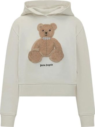Palm Angels Femme, Sweatshirts et sweats &agrave; capuche, Blanc, Taille: 40 FR Bear Fitted Sweat &agrave; capuche