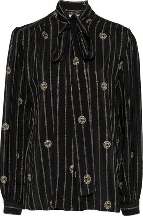 Elie Saab Hemd mit Metallic-Nadelstreifen - Schwarz