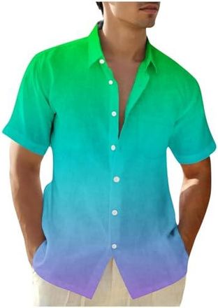 Generic Chemise &agrave; manches courtes pour homme, style d&eacute;contract&eacute;, classique, col rabattable, &eacute;l&eacute;gant, extensible, l&eacute;ger et confortable, chemise boutonn&eacute;e pour 