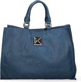 Marc Ellis Marc Ellis New York Sac à bandoulière pour femme en cuir véritable Made in Italy 36 x 23 x 2 cm, bleu, Taille unique