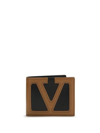 Valentino Garavani Mens Wallet Viva Superstar Nappa Leather Black-Spice Lamb Umbrellas Black/spice