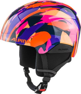 Alpina PIZI - Leichter, bruchfester & individuell anpassbarer Skihelm f&uuml;r Kinder, mit abnehmbaren Ohrenpolstern - pink-orange Blue Gloss - M (51-55 cm)