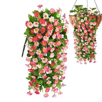 Generico Künstliche Blumen zum Aufhängen in einem Korb: Künstliche Pflanzen zum Aufhängen für Fremde, botanische Seidendekorationen, 50 cm, UV-beständig, wette