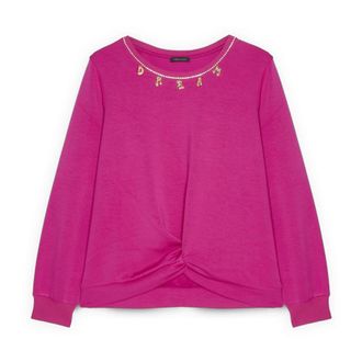 Fiorella Rubino Sweatshirt mit Schleifendetail und Dream-Schriftzug - - Sweatshirts & Hoodies - Damen - Rosa - XL