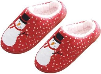 Supvox Pantoufles Unisexes Chaudes de No&euml;l Semelle Antid&eacute;rapante Motif Bonhomme de Neige Taille 37-38 Confort Douillet pour Int&eacute;rieur Hiver