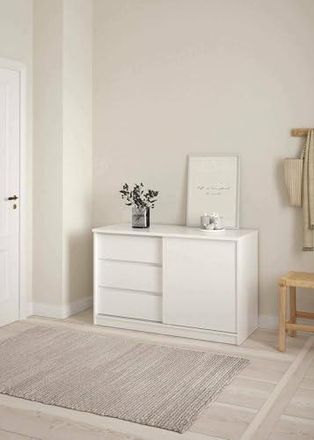 Dmora Kommode Nathalie, Wohnzimmerbuffet, Wohnzimmer-Sideboard, Moderne K&uuml;chen-Speisekammer, 119x50 h76 cm, Wei&szlig;