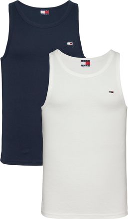 Tommy Jeans TJM XSLIM 2PCK Rib Tank EXT Other T-Shirts Mens, Multi (Ecru/Dark Night Navy), 4XL
