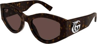 Gucci Oval Sonnenbrille - - Accessories - unisex - Braun - 53 MM