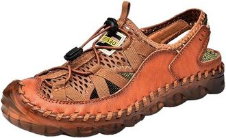 Generic Sandales fermées pour homme - En cuir - Chaussures de randonnée - En maille - Bout fermé - Antidérapantes - Semelle antidérapante - Sandales de sport 
