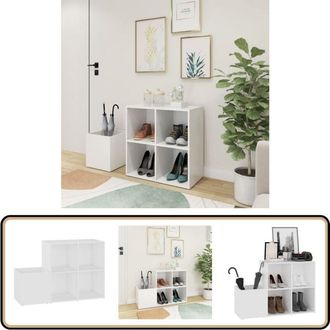 vidaXL Armoire à chaussures dentrée blanc bois dingénierie - Armoire à Chaussures - Rangement Chaussures - Organisateur Chaussures - Entrée - Mobilier