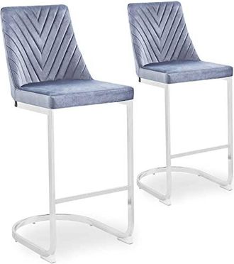 Menzzo Mistigri Stuhl, Samt, Grau, L 46 x T 52,5 x H 108,5 cm