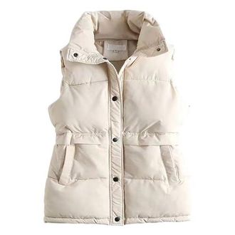 Generic Gilet en coton pour femme portant une veste courte dautomne et dhiver &agrave; col montant Camisole en jean pour homme, blanc, XXL