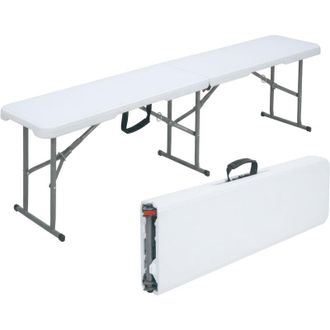 Floordirekt Banc pliant 183 &times; 28 &times; 43 cm, Blanc, r&eacute;sistant aux intemp&eacute;ries - Pratique pour jardin & terrasse