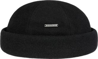 Stetson Sparr Umschlagm&uuml;tze Dockerm&uuml;tze M&uuml;tze Winterm&uuml;tze f&uuml;r Herren Fleecefutter Wollm&uuml;tze mit Umschlag, Docker, Futter,, schwarz, XXL (62-63 cm)
