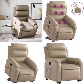 vidaXL Vidaxl - Massagesessel mit Aufstehhilfe Cappuccino-Braun Kunstleder