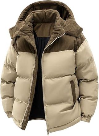 Generic Veste dhiver &agrave; capuche isol&eacute;e pour homme - R&eacute;sistante &agrave; leau - Pour temps froid - Fermeture &eacute;clair compl&egrave;te - Veste &agrave; bulles &eacute;paisse