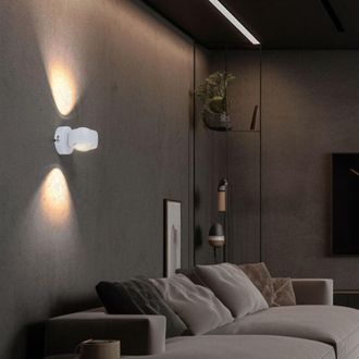 Globo Lighting Applique murale applique murale couloir lumière cage descalier lampe de salon, 2 ampoules haut et bas, métal blanc verre clair, led 6W 320Lm blanc