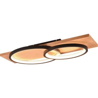 Trio Leuchten Plafonnier led 30w 3500lm 3000k noir mat bois - trio - barca 74004295 74004295 74004295