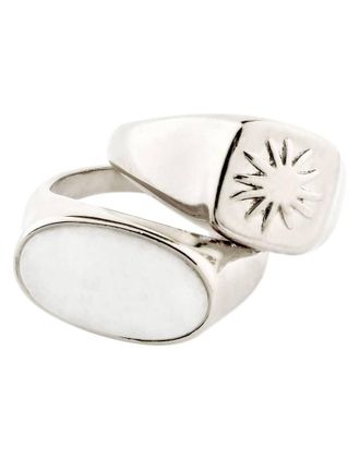 Pilgrim Prism Ringe 2-in-1-Set in silberplattiert-Wei&szlig;