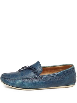 Tod's chaussures bateau en cuir grainé - Bleu