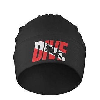 Generic Unisexe Bonnet &Agrave; Revers Drapeau De Plong&eacute;e Amusant pour Plongeurs Bonnet dhiver Doux Bonnets Tricot&eacute; Classique Hiver Chapeaux pour Hiver Patinage Ski