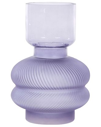 Beliani Deko Blumenvase Glas violett 24 cm organische Form mit schmalem Hals Rodia