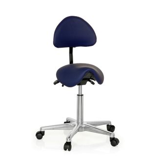 hjh OFFICE 608910 Arbeitshocker mit Lehne TOP Work 20 PU Blau Sattelhocker mit Rollen höhenverstellbar, neigbar