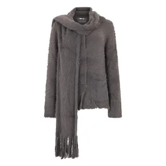 Alberta Ferretti Kunstpelz-Strickjacke - - Knitwear - Damen - Grau - S