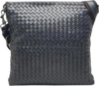 Bottega Veneta Sac bandouli&egrave;re en cuir Intrecciato Pre-owned - Femme - Pre-owned - Bleu - Taille: ONE Size