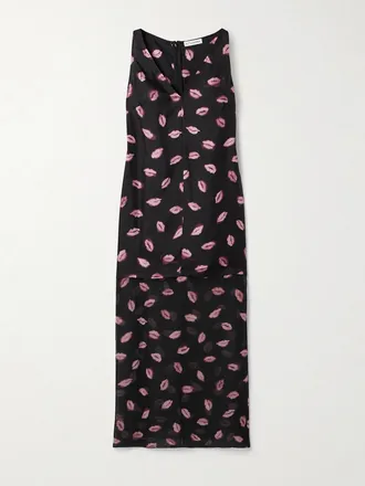 Altuzarra Katrin Mehrlagiges Bedrucktes Midikleid Aus Seiden-twill Und Chiffon - Schwarz