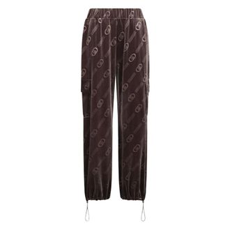 Liu Jo Velour Cargo Hose mit Logo-Muster - - Trousers - Damen - Braun - M