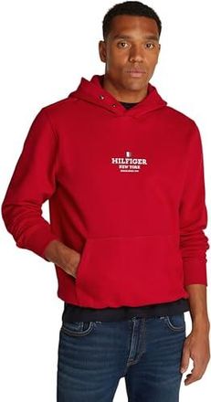 Tommy Hilfiger Sweat à Capuche Homme avec Capuche, Multicolore (Medium Red), XL