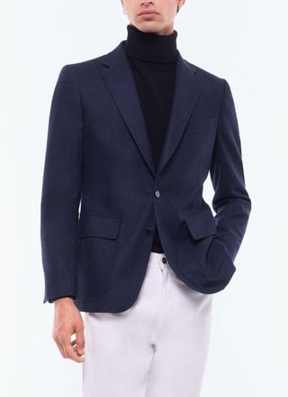 Fursac Veste droite en laine &agrave; chevrons - Taille 46 - Homme