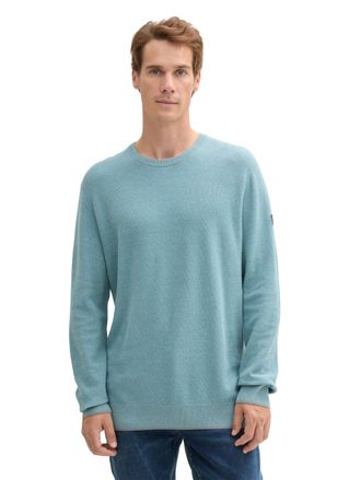 Tom Tailor Herren Multicolor Strickpullover, 37638 - Teal Grey Mouline, XL