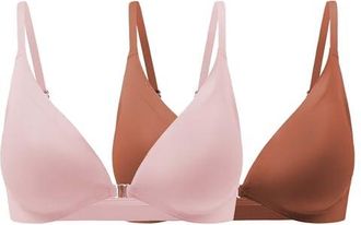 Generic V&ecirc;tements Femme Confort Soutien-gorge sur toute la surface Fermeture avant Col en V profond Sans coutures Soutien-gorge r&eacute;glable sans fil, beige, XL