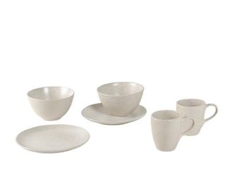 Broste Copenhagen Broste Copenhagen Nordic Vanilla Fr&uuml;hst&uuml;cksset f&uuml;r Zwei in der Farbe Beige, aus Steingut gefertigt, Sp&uuml;lmaschinen- und mikrowellenfest, 80019824