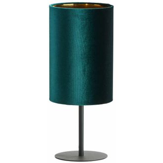 Licht-Erlebnisse Tischlampe Stoff Metall in Gr&uuml;n Gold 52 cm hoch E27 Nachttischlampe Tischleuchte