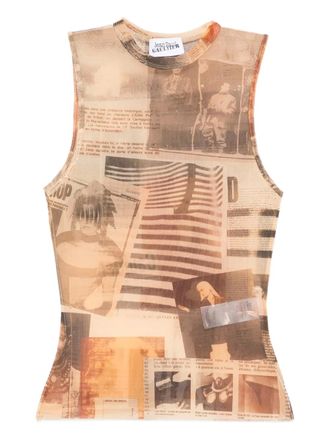Jean Paul Gaultier newspaper-print top - Nude